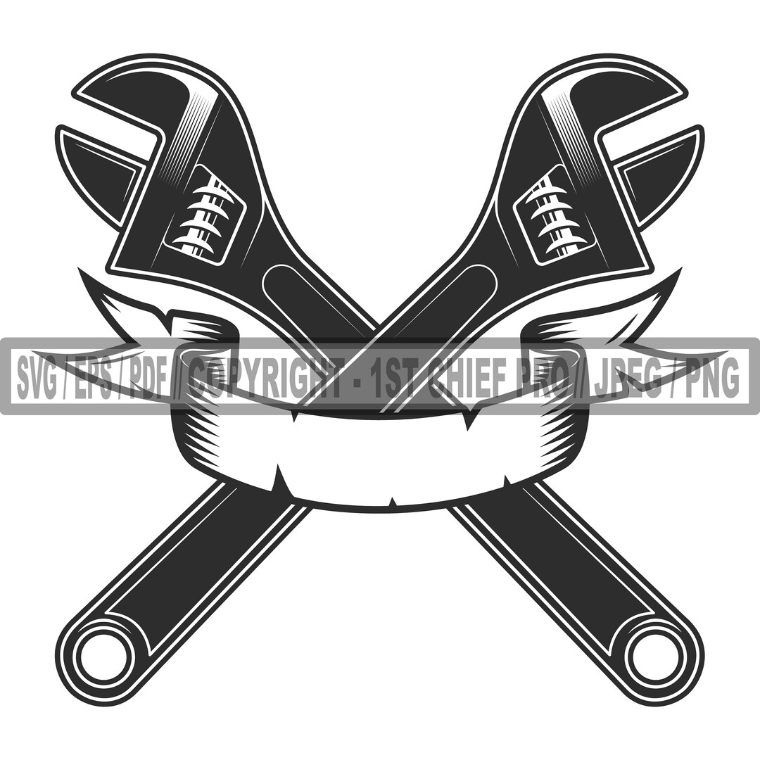 Wrench With Ribbon SVG, Ribbon With Wrench SVG, Wrench SVG, Wrench ...