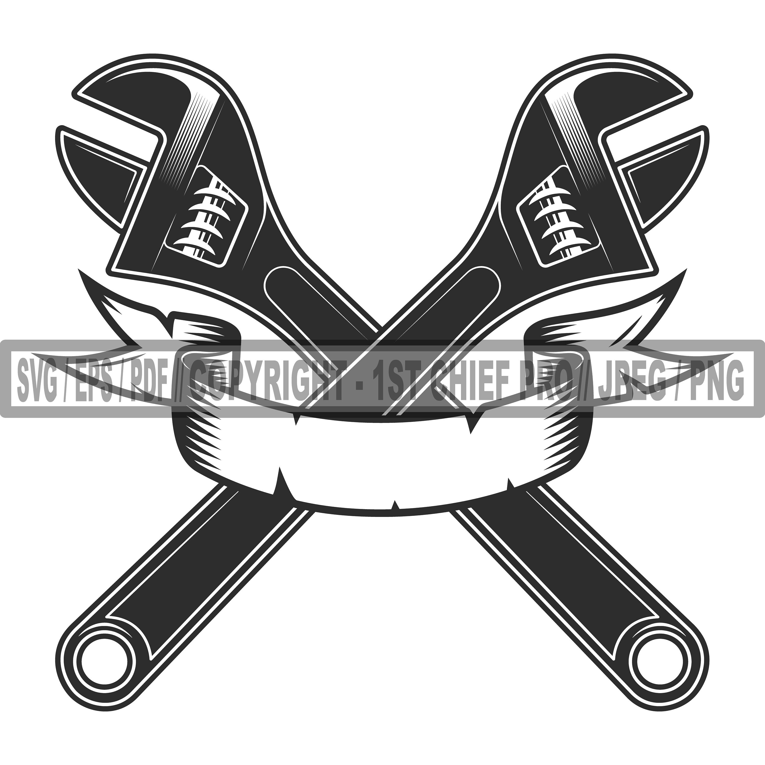 Wrench With Ribbon SVG, Ribbon With Wrench SVG, Wrench SVG, Wrench ...