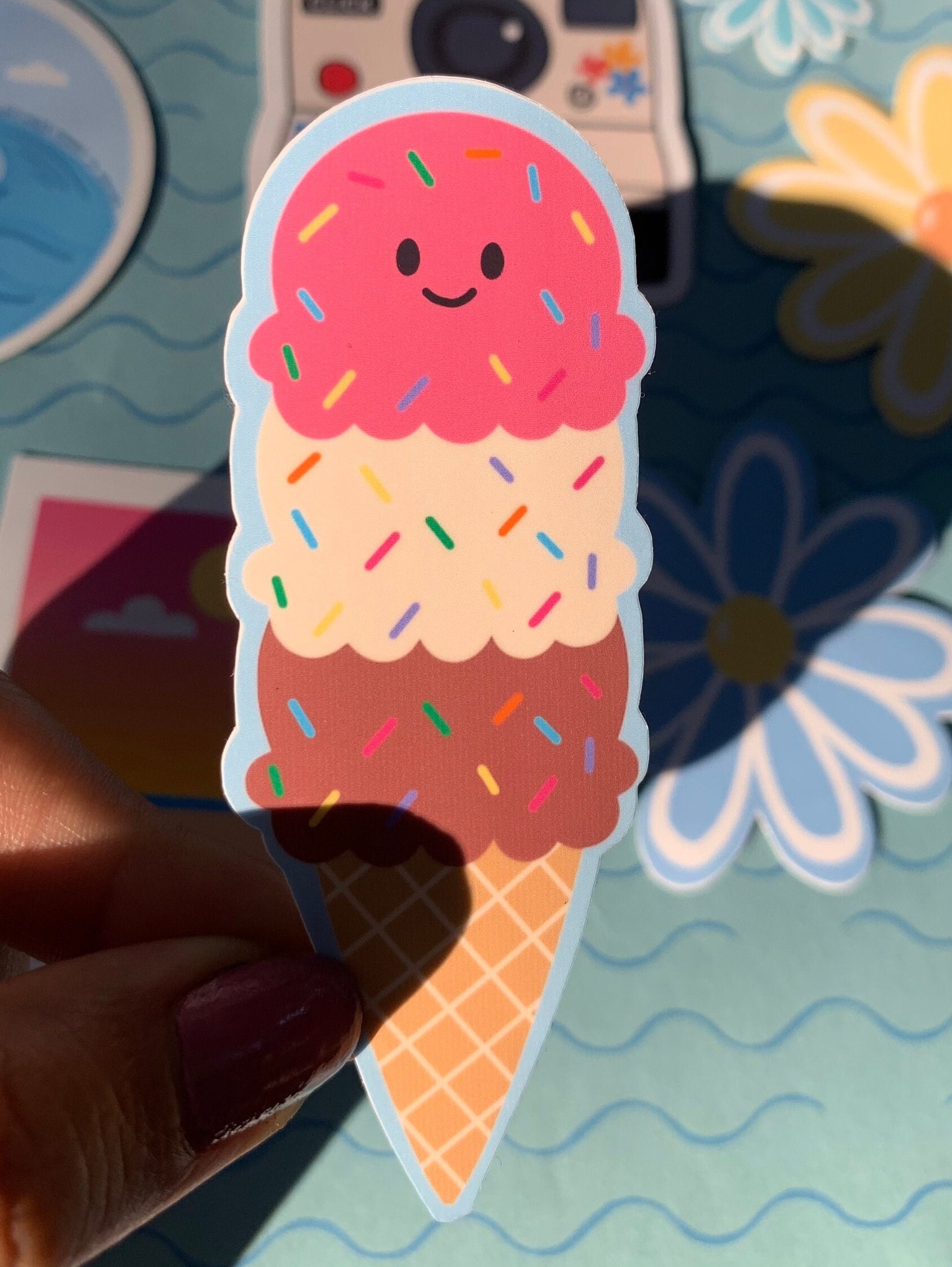 Ice Cream Cone Sticker Preppy Stickers Trendy Stickers Etsy