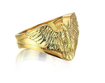 18k Gold Eagle Ring - Etsy