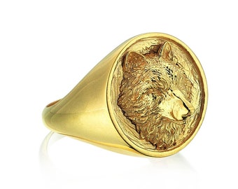Wolf Head Gold Ring - Etsy