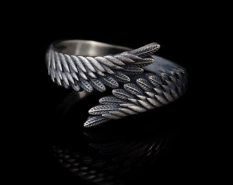 Angel Wings Silver Ring - Etsy