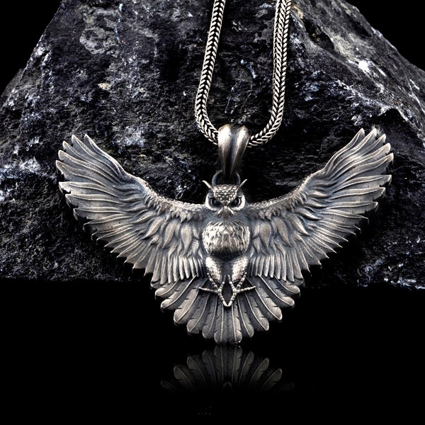 Silver Owl Necklace - Etsy
