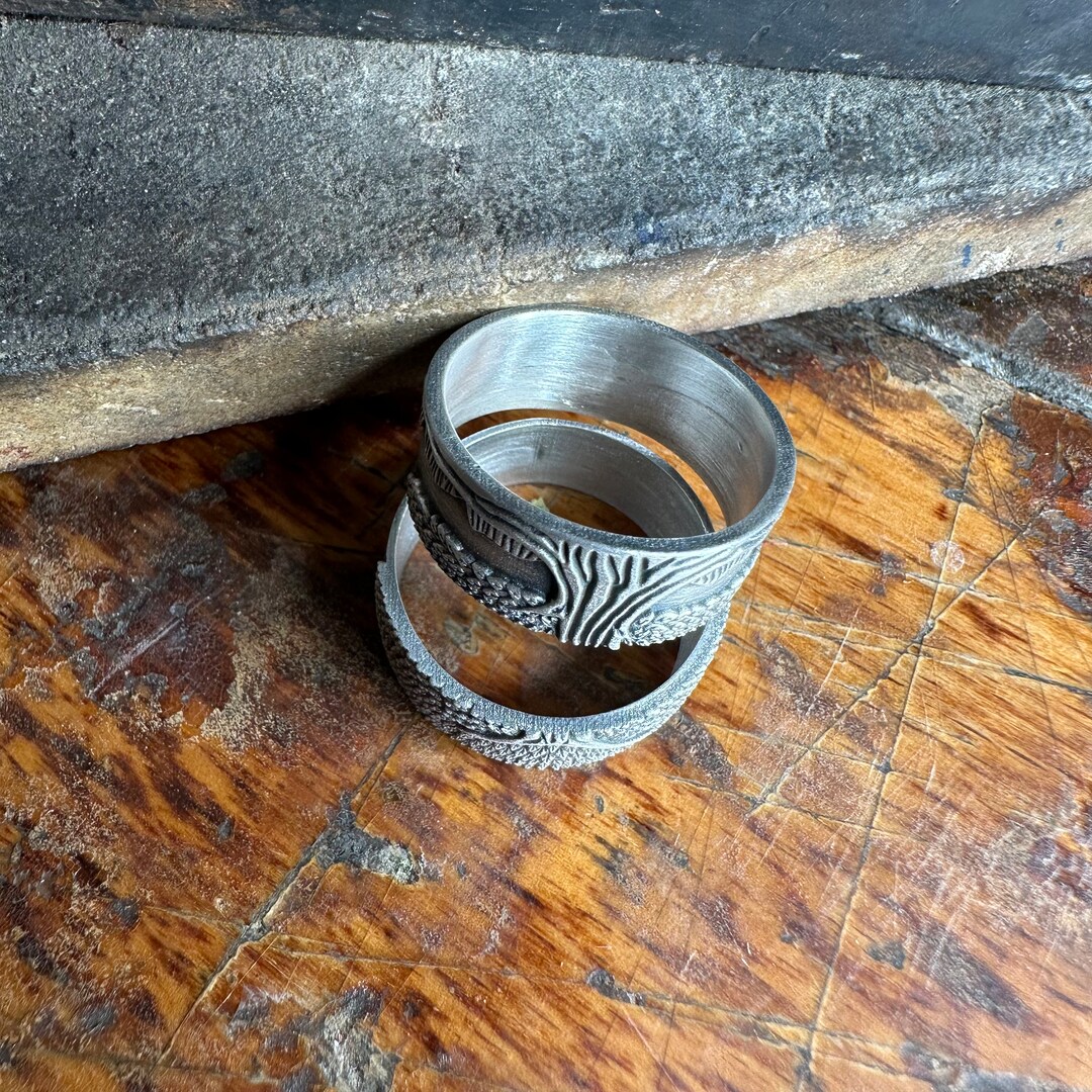 Silver Tree of Life Couple Ring, Nature Inspired Engagement Ring, 925K ...