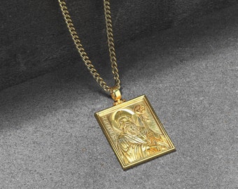 Christian Gold Medallion Necklace - Etsy