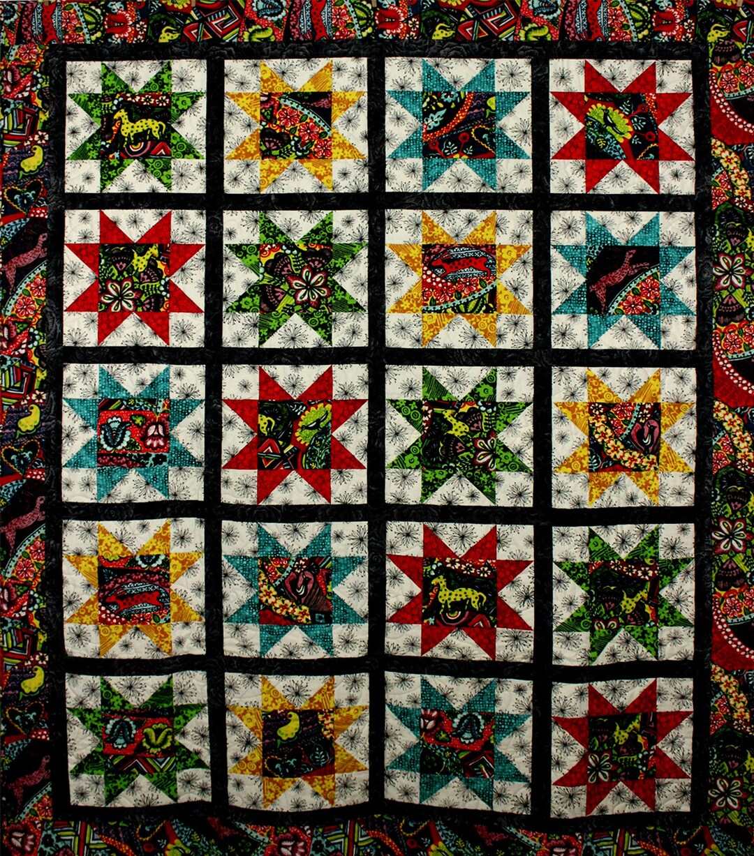 Folk Heart Throw Quilt - Etsy
