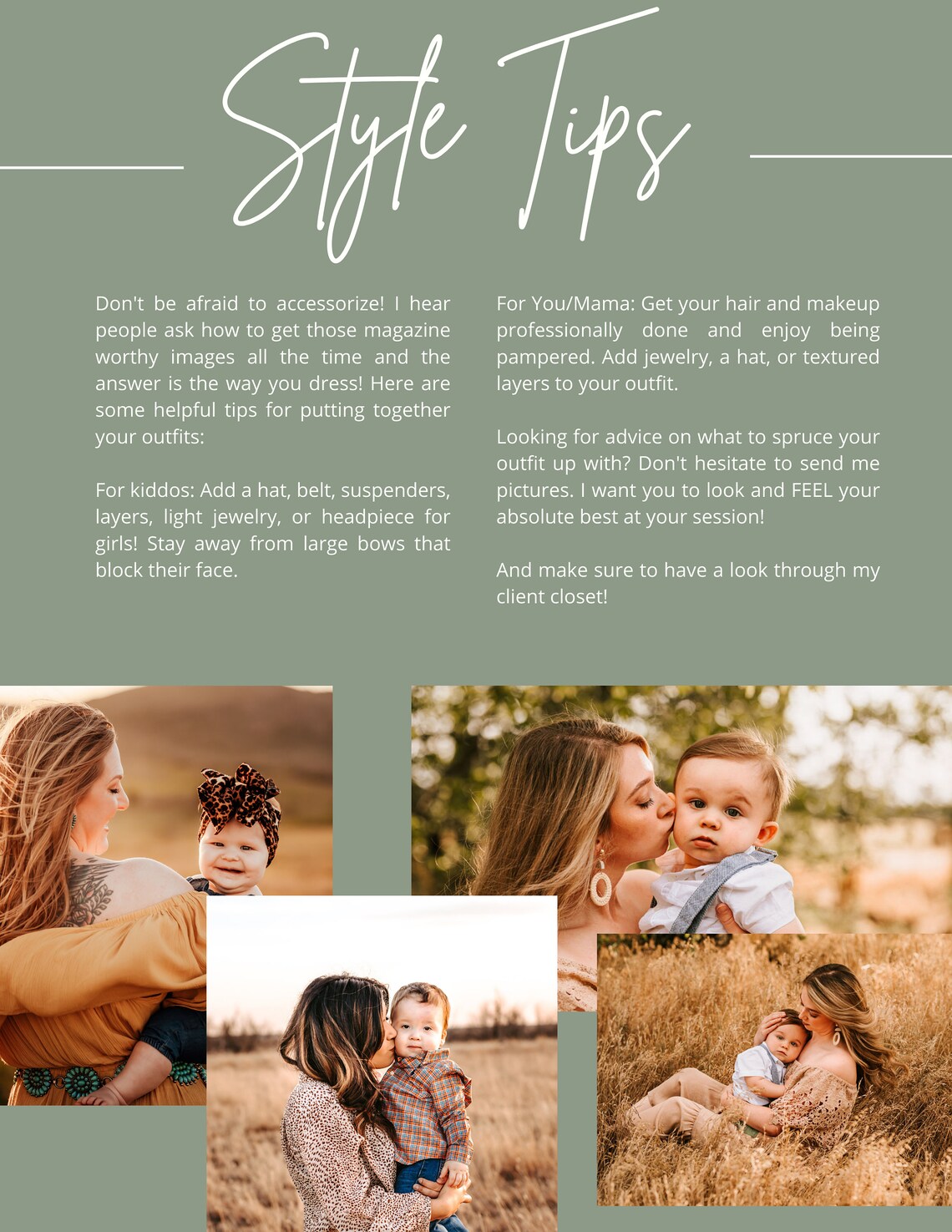 Mini Session Style Guide Template for Photographers - Etsy