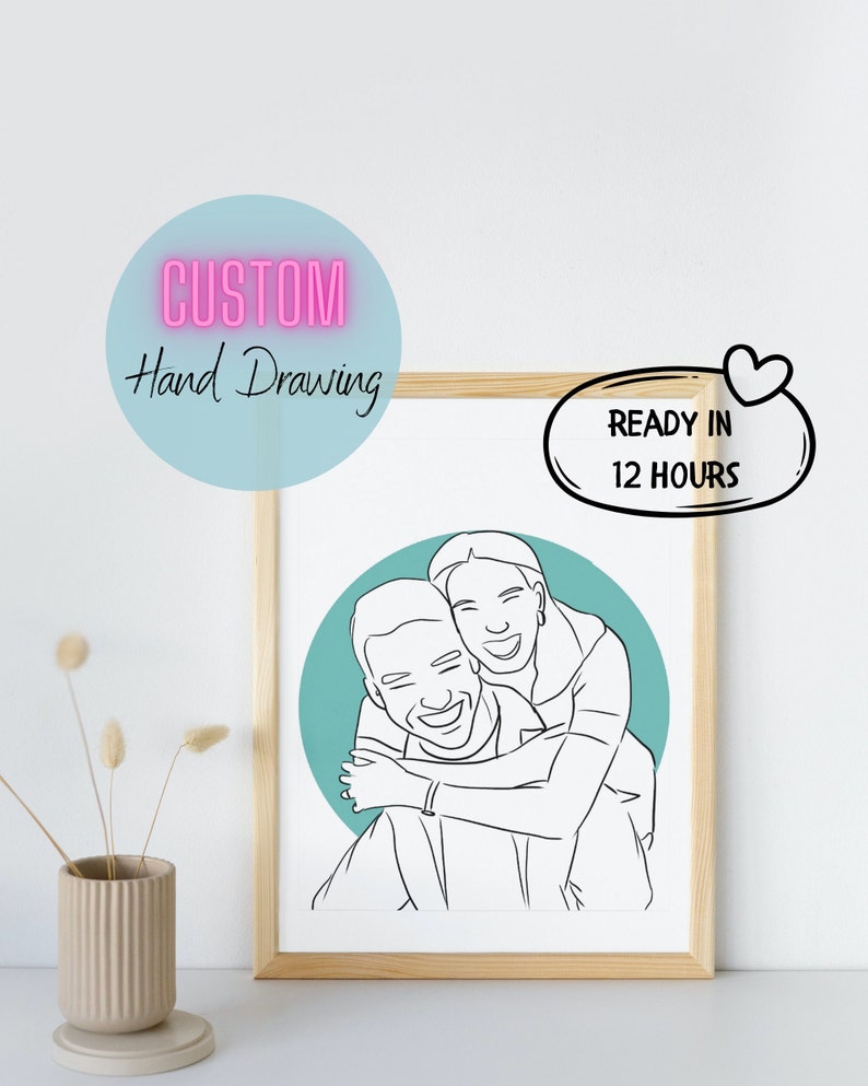 One Line Drawing ,one Line Art, Custom Couple Portrait, Custom Family ...