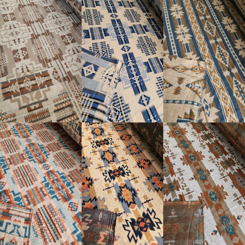Aztec Wool Fabric by Meter / Southwestern / Printed Wool/ Soft Finish ...