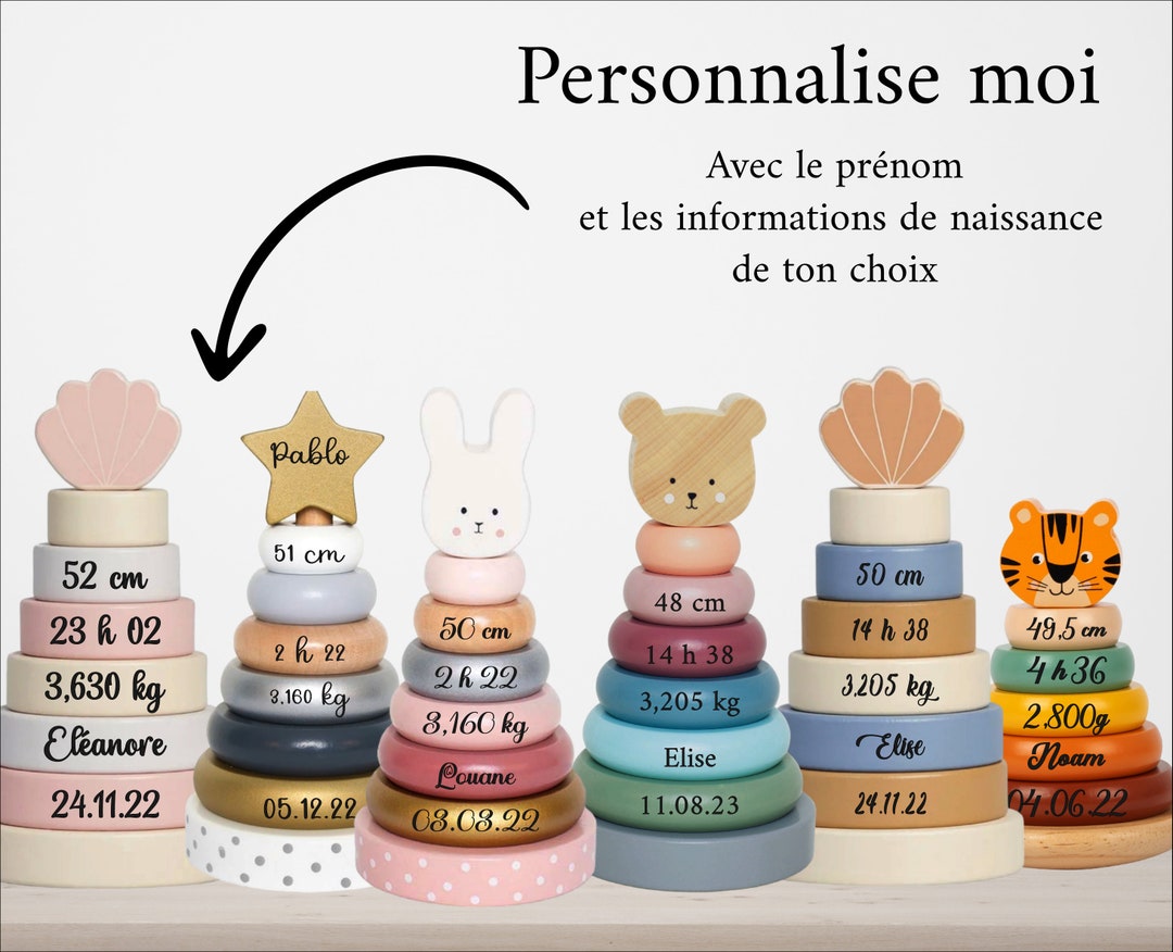Tour à empiler jeu pyramide jouet en bois personnalisé - Etsy France