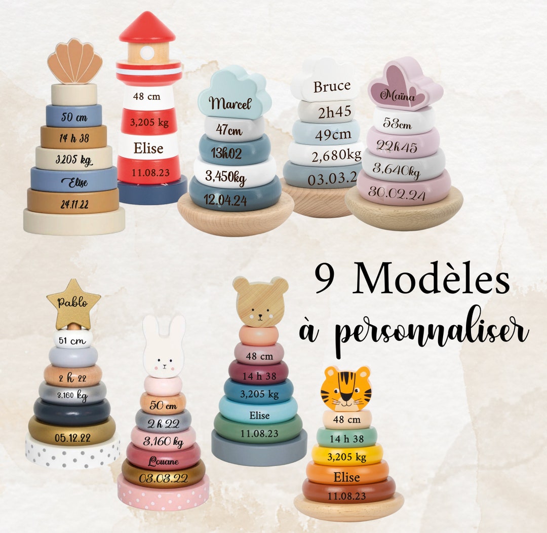 Tour à empiler jeu pyramide jouet en bois personnalisé - Etsy France