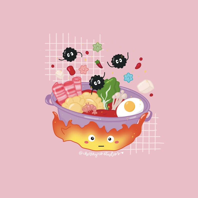 Calcifer Hot Pot Howls Moving Castle Soot Sprite Anime Foodie - Etsy
