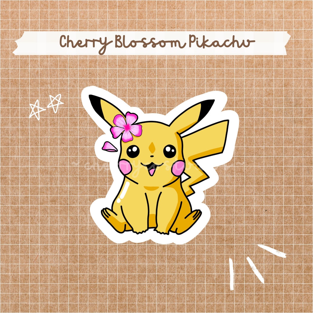 Pikachu Cherry Blossom Pokémon Anime Vinyl Matte Water - Etsy Hong Kong