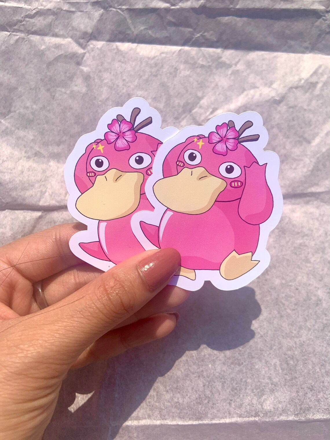 Psyduck Cherry Blossom Pokémon Matte Water Resistant Sticker | Etsy