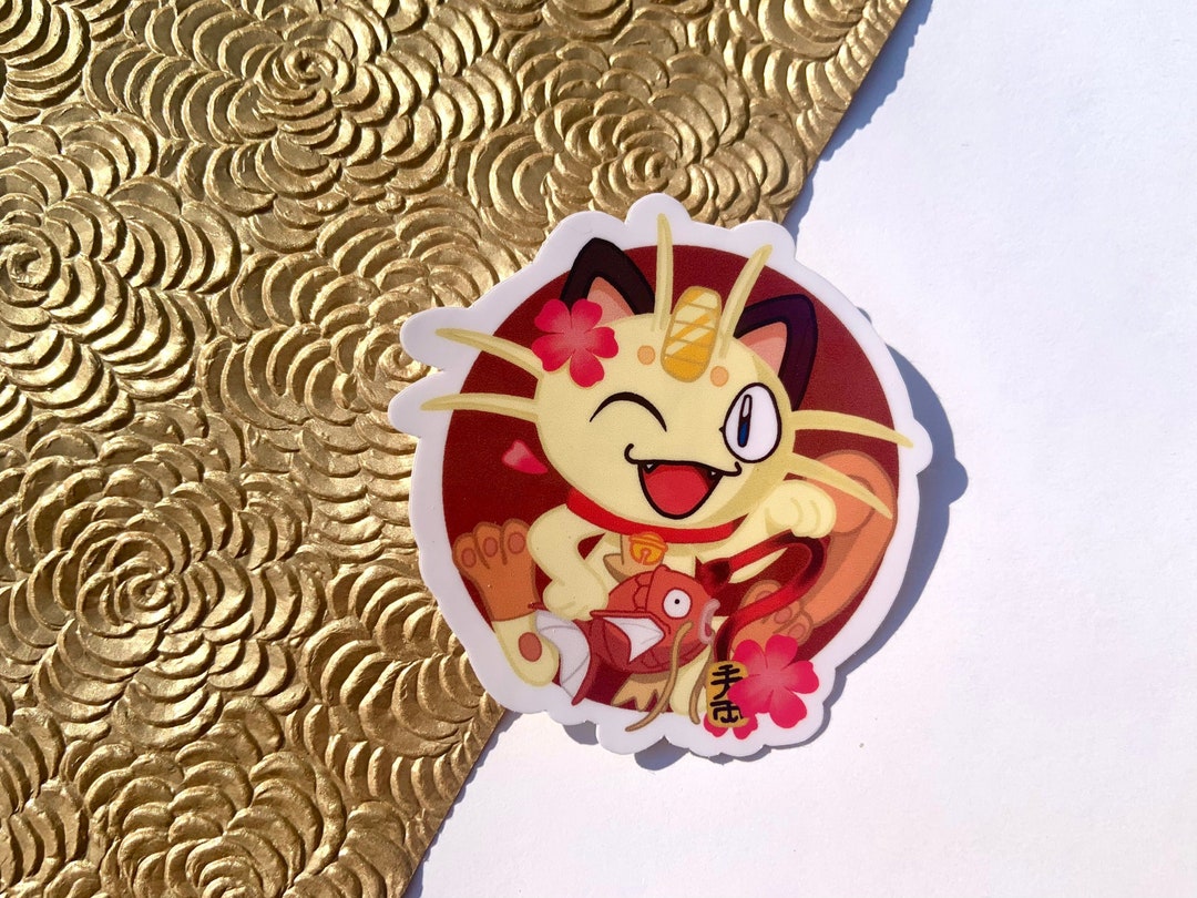 Meowth Lucky Cat Pokemon Maneki Neko Kawaii Cute Sticker - Etsy