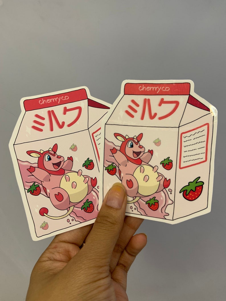 Miltank Strawberry Cow Milk Kawaii Cute Pokemon Sticker - Etsy