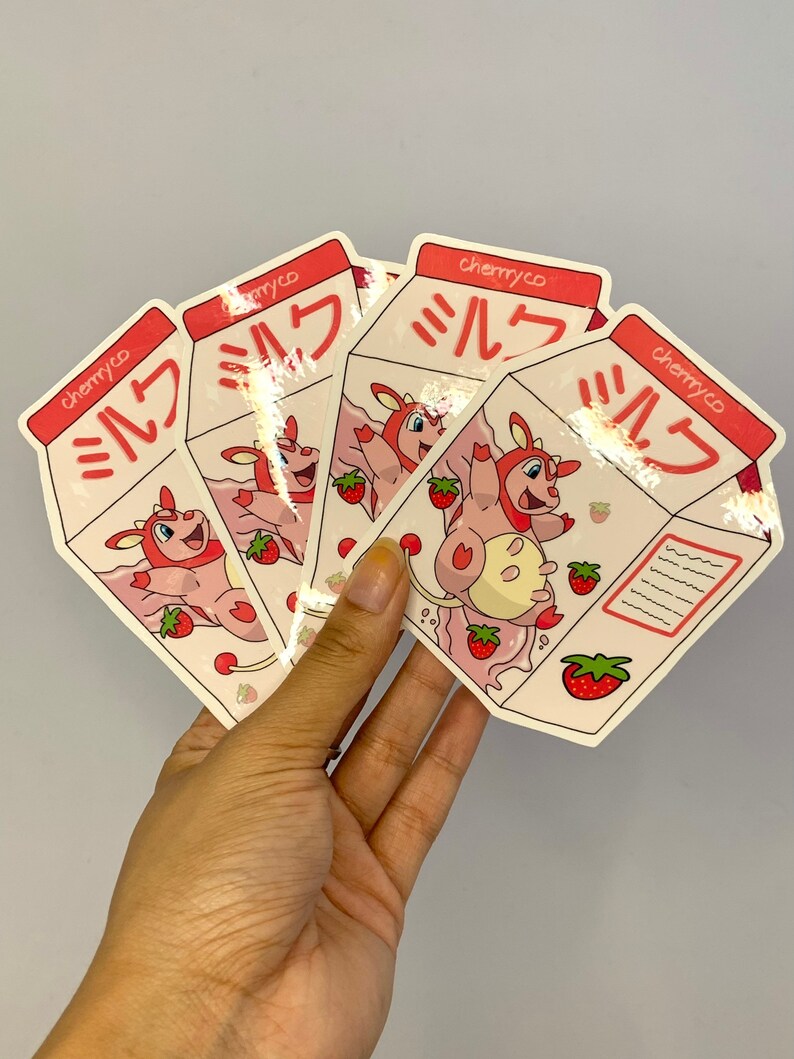 Miltank Strawberry Cow Milk Kawaii Cute Pokemon Sticker - Etsy