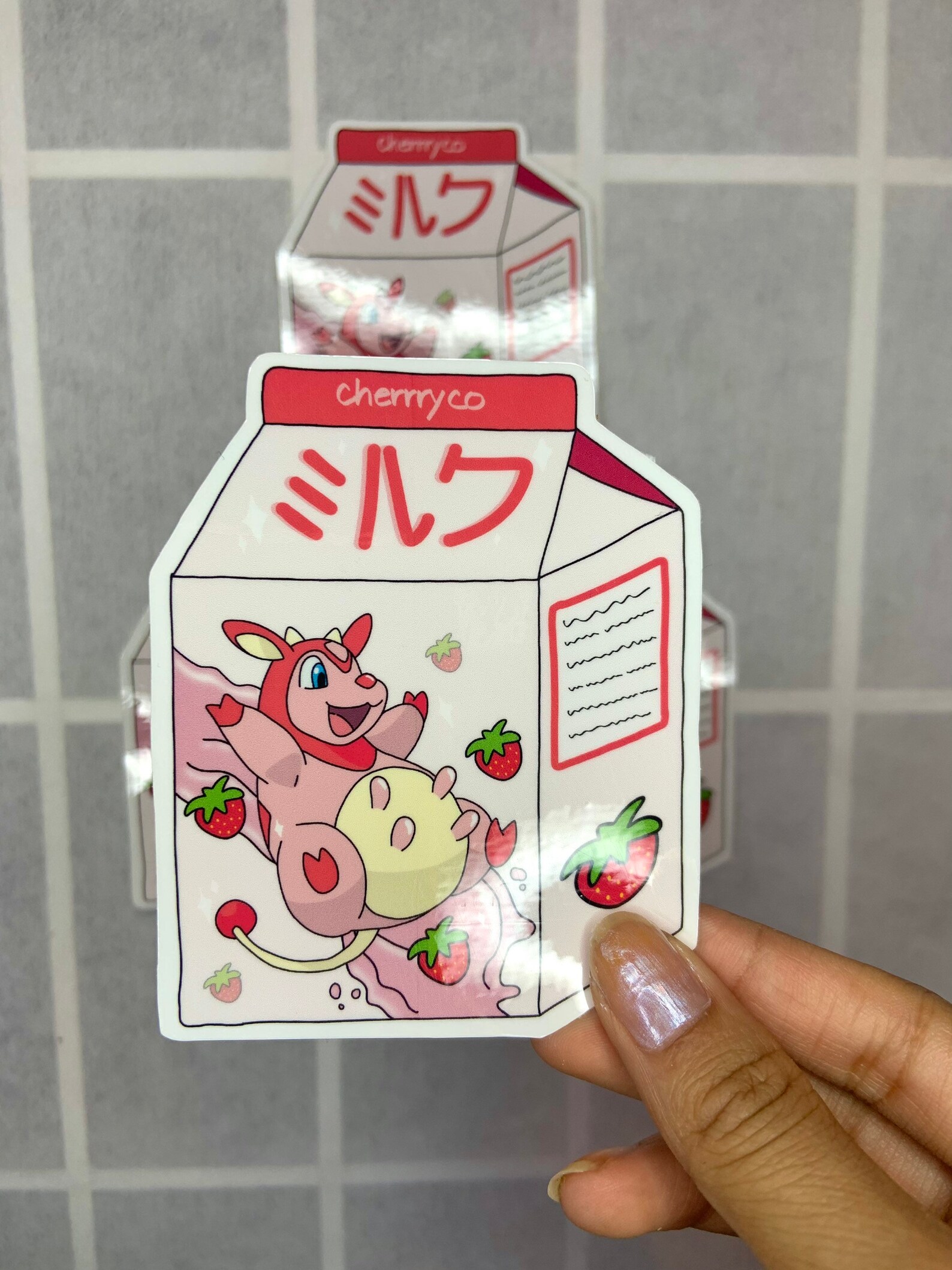 Miltank Strawberry Cow Milk Kawaii Cute Pokemon Sticker - Etsy