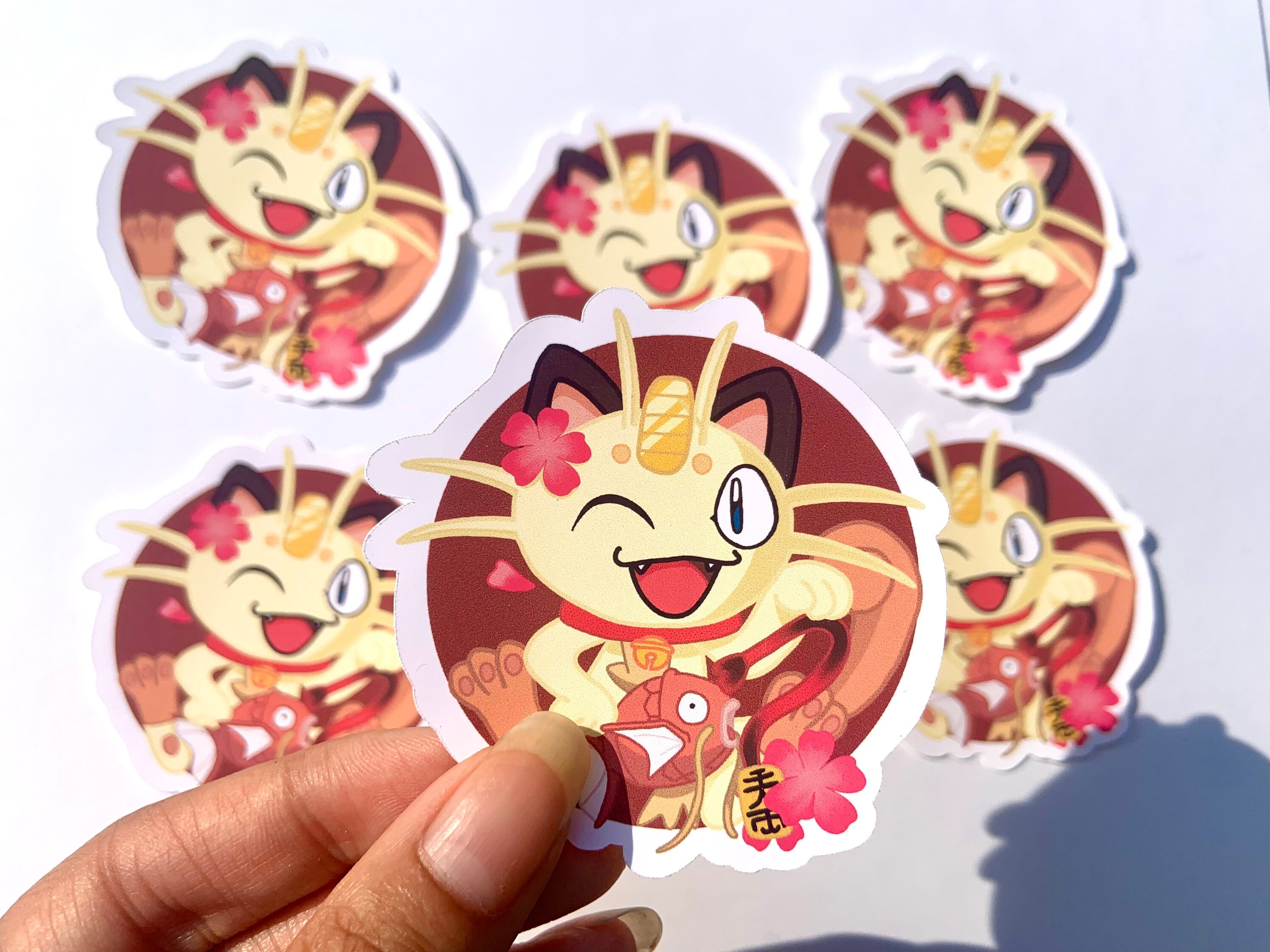 Meowth Lucky Cat Pokemon Maneki Neko Kawaii Cute Sticker - Etsy