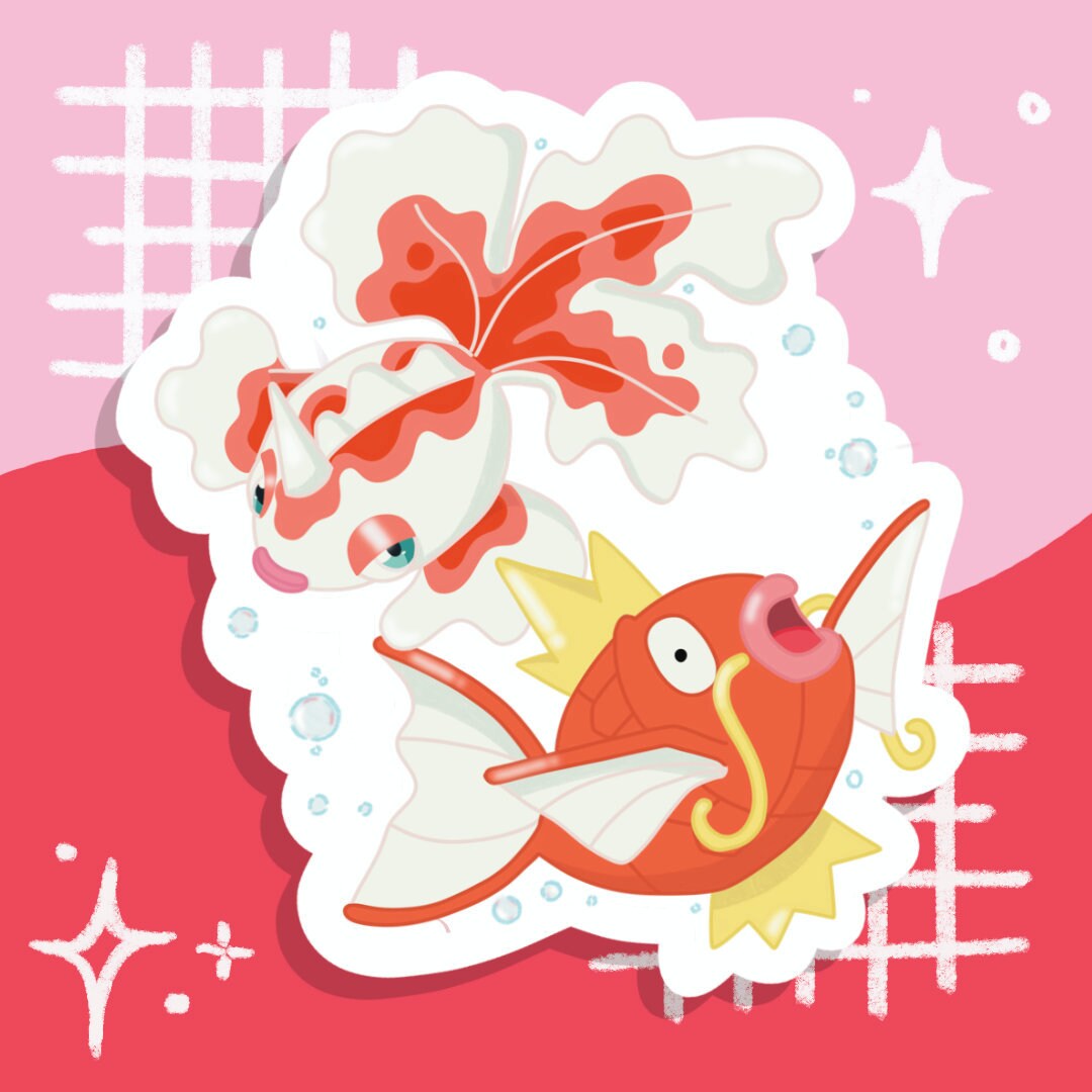 Yin Yang Pisces Fish Koi Magikarp Goldeen Pokemon Anime Matte Glossy ...