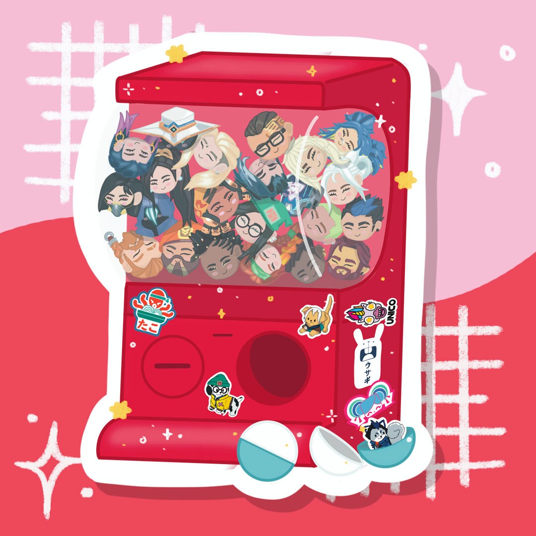 Kawaii Gachapon Valorant Agents Gamer Matte Glossy Sticker - Etsy