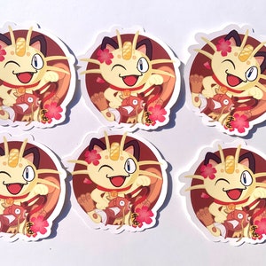 Meowth Lucky Cat Pokemon Maneki Neko Kawaii Cute Sticker Glossy/matte ...