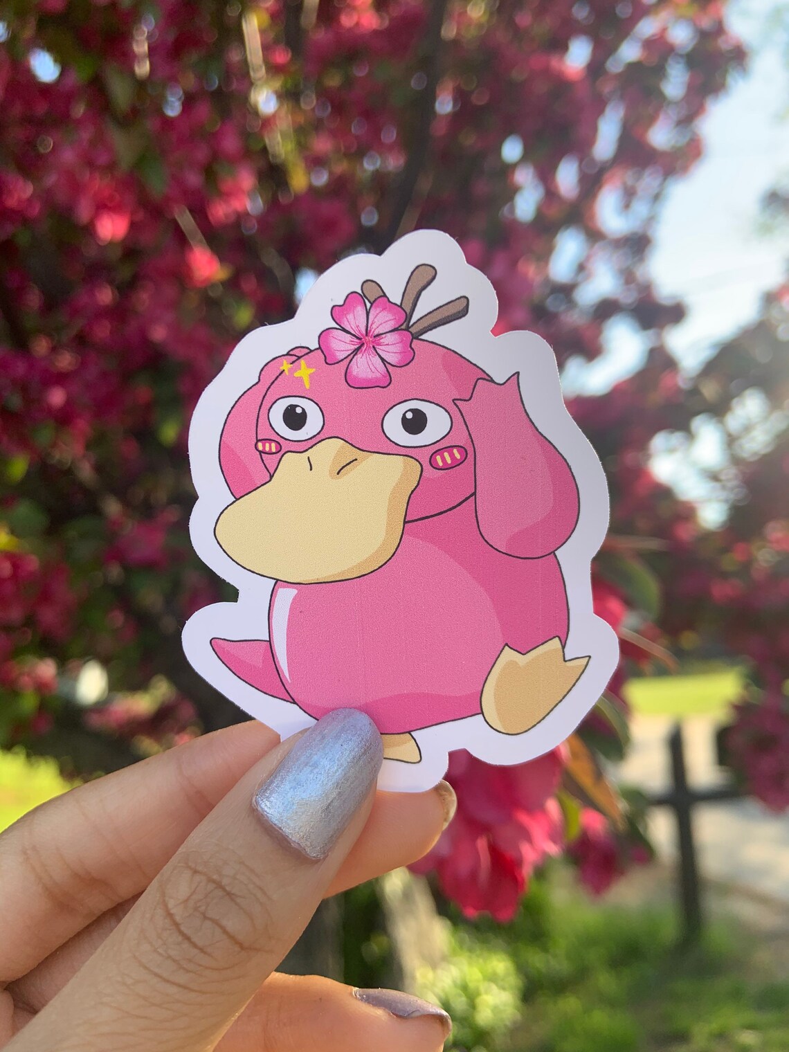 Psyduck Cherry Blossom Pokémon Matte Water Resistant Sticker | Etsy