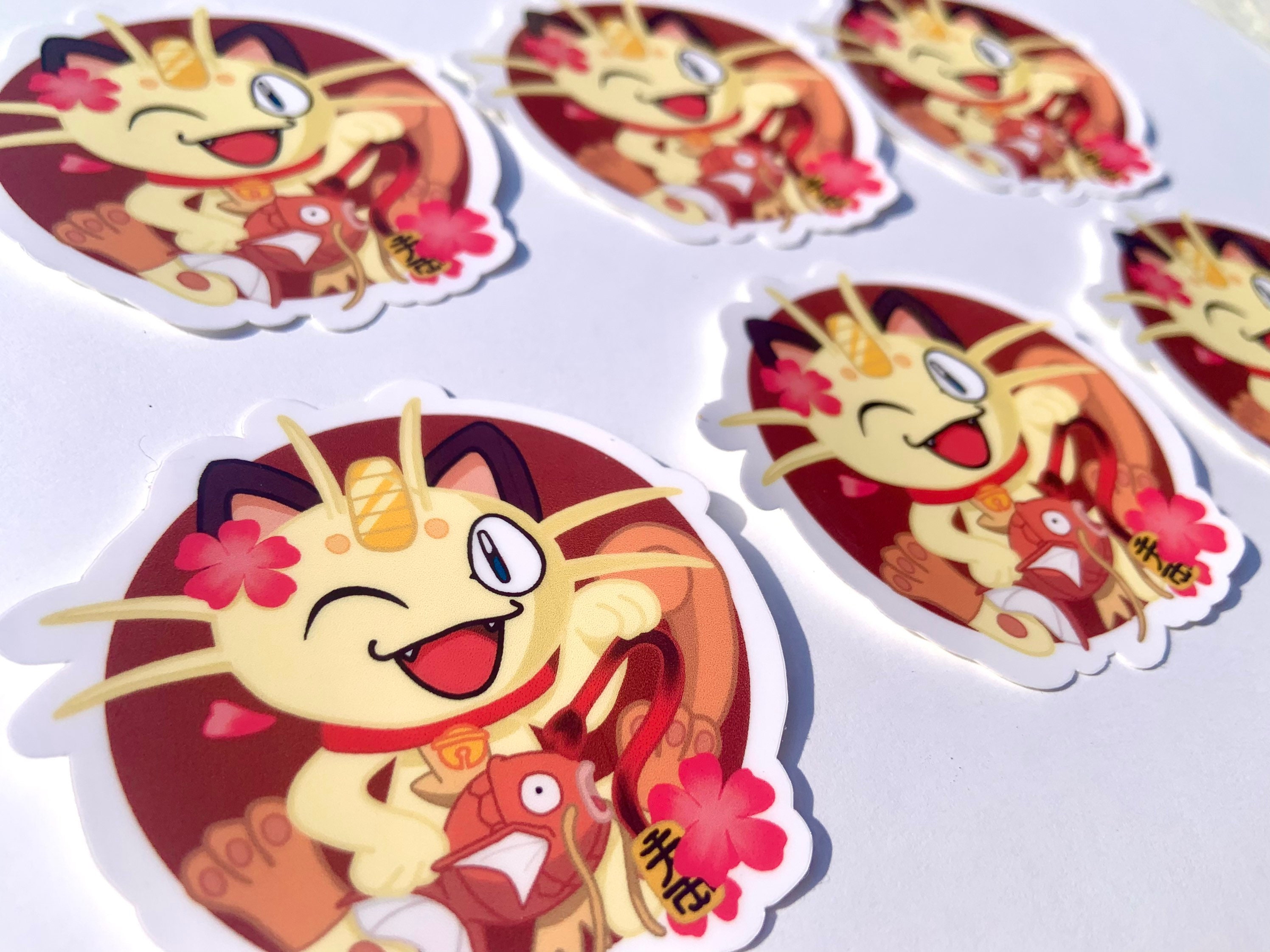 Meowth Lucky Cat Pokemon Maneki Neko Kawaii Sticker | Etsy