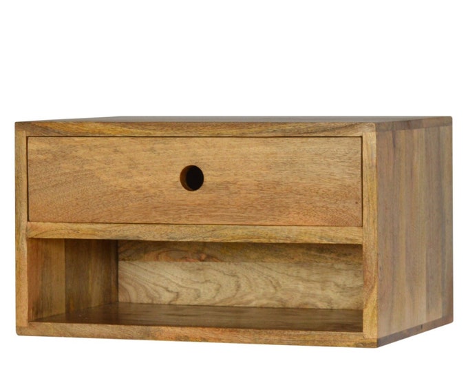 Solid Wood Wall Mounted Floating Bedside Table Unit With Open - Etsy UK