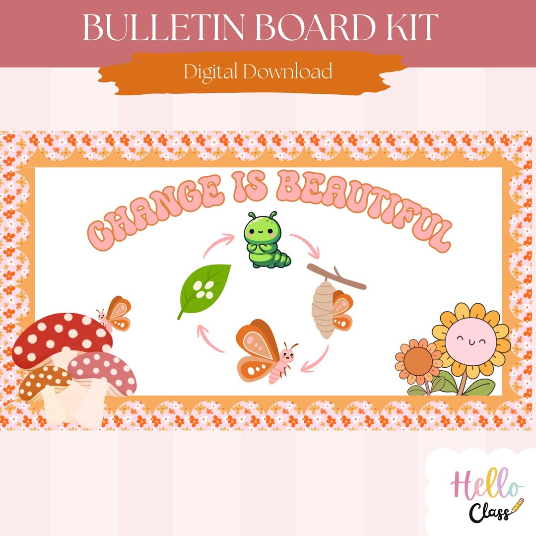 Butterfly Life Cycle Bulletin Board Kit, Classroom Science Decor ...