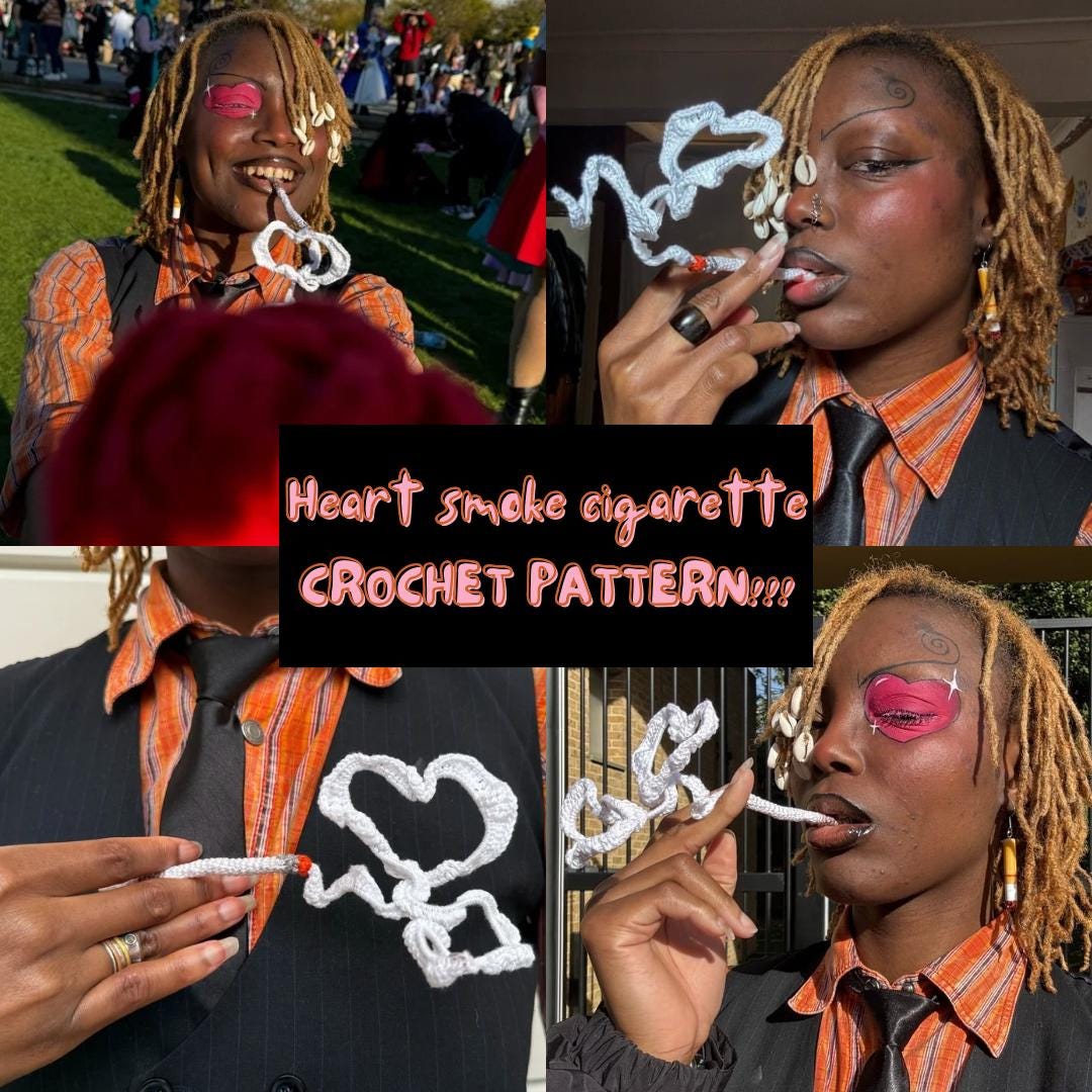 Heart Smoke Cigarette CROCHET PATTERN - Etsy