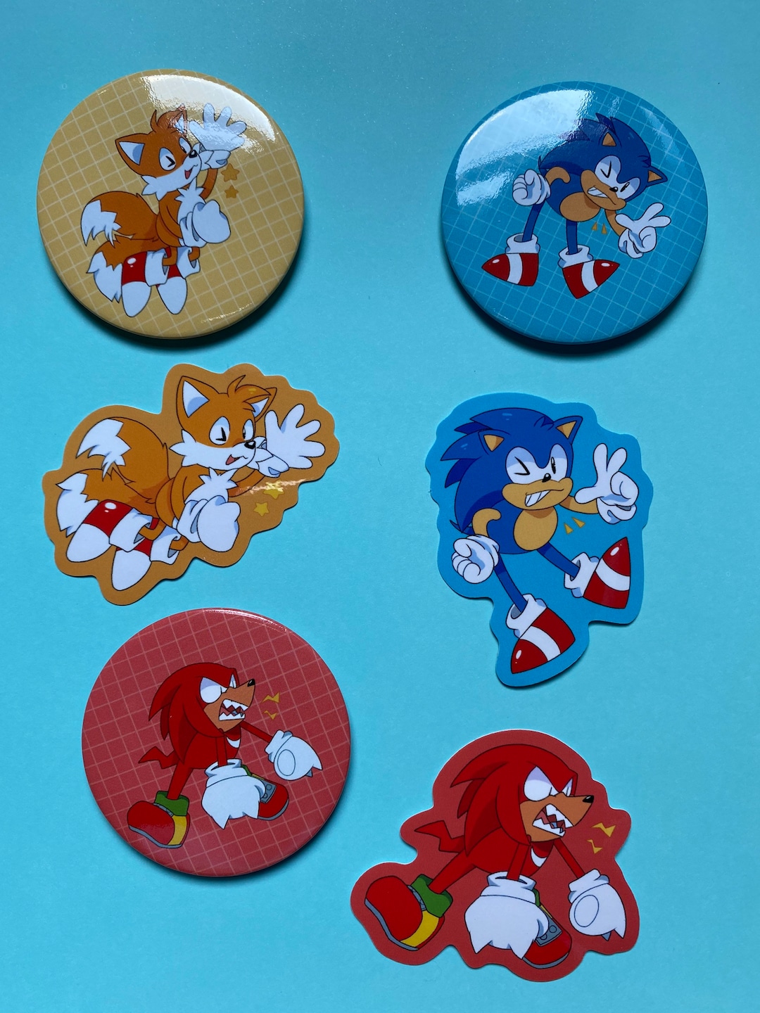 Team Sonic Buttons and Stickers Classic Sonic the Hedgehod, Tails ...