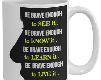 Coffee Mug Be Brave Mug Floral Bull Skull Coffee Mug Ceramic Mug Boho ...