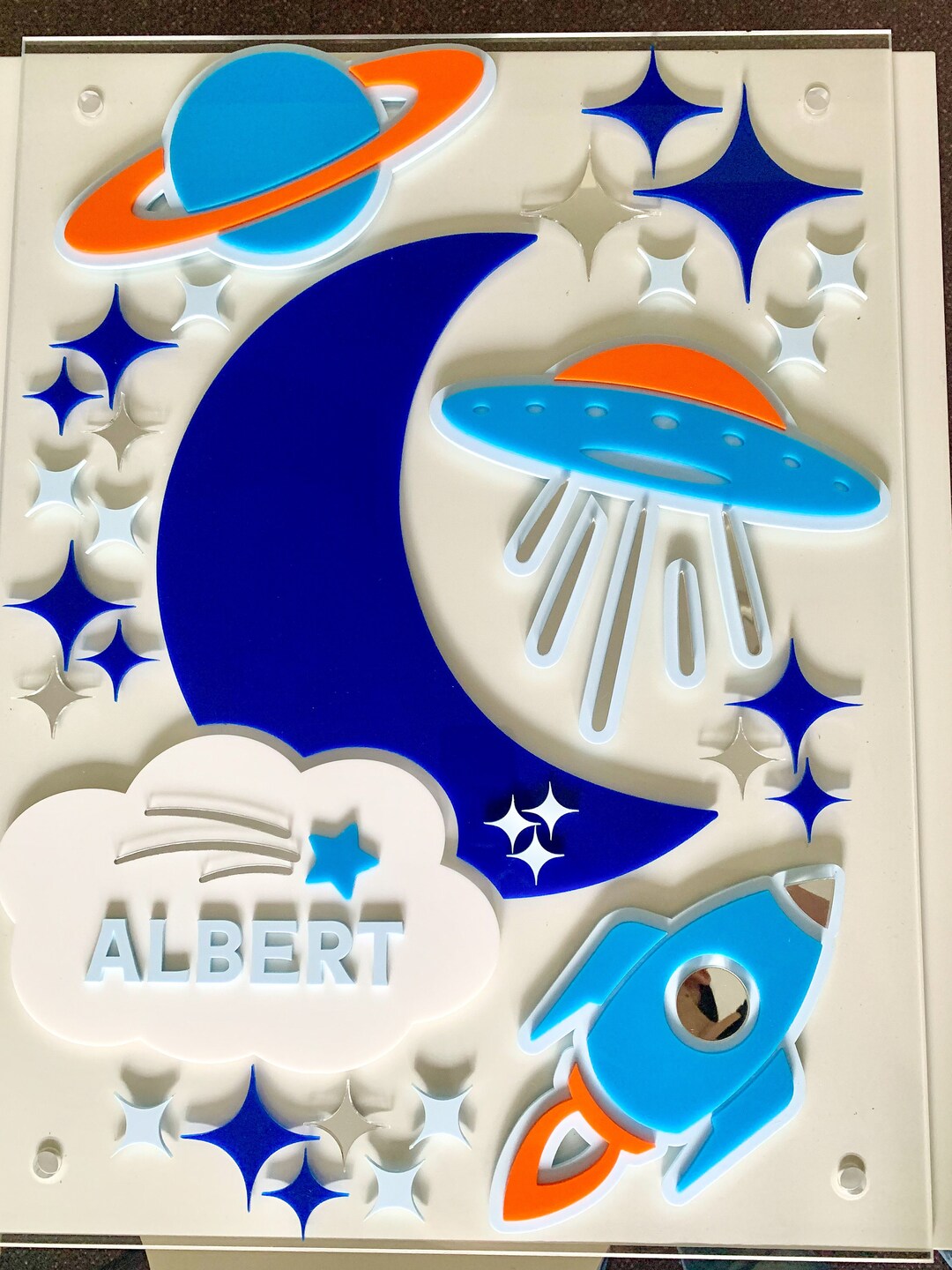 Outer Space Name Sign, Custom Space Nursery Sign, Space Playroom Wall ...
