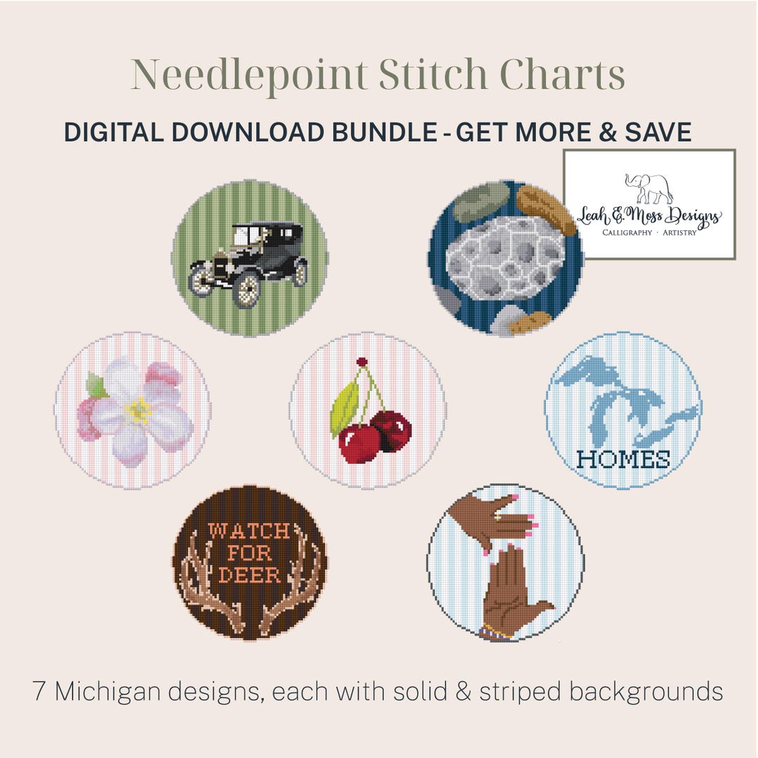 Michigan Needlepoint Design BUNDLE - Save | 14 Ornament Patterns ...