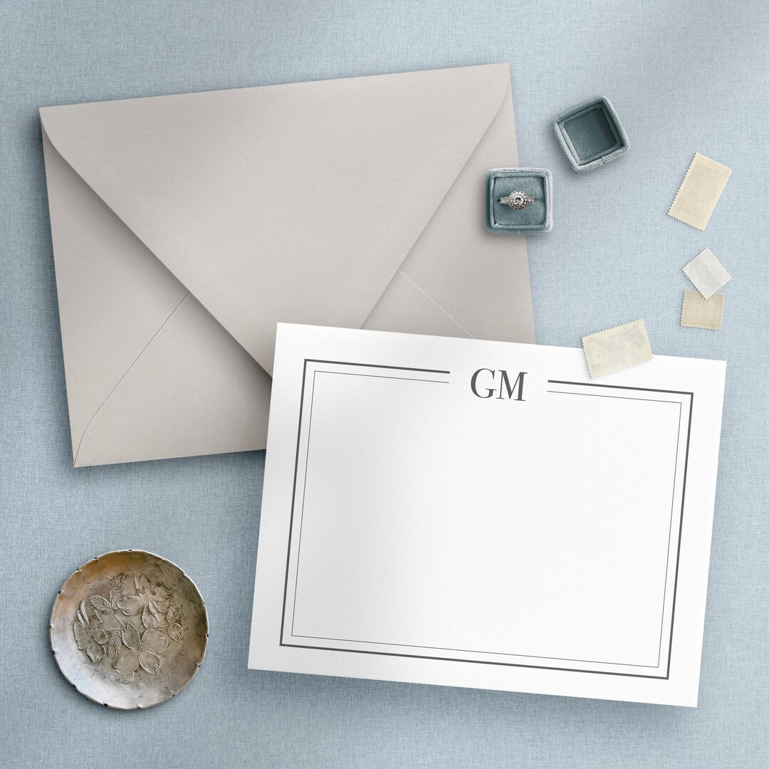 Personalized Stationery Set | Monogram Custom Note Card | Initials ...