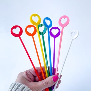 Rainbow Stir Sticks, Rainbow Party Swizzle Sticks, Drink Stirrers for ...