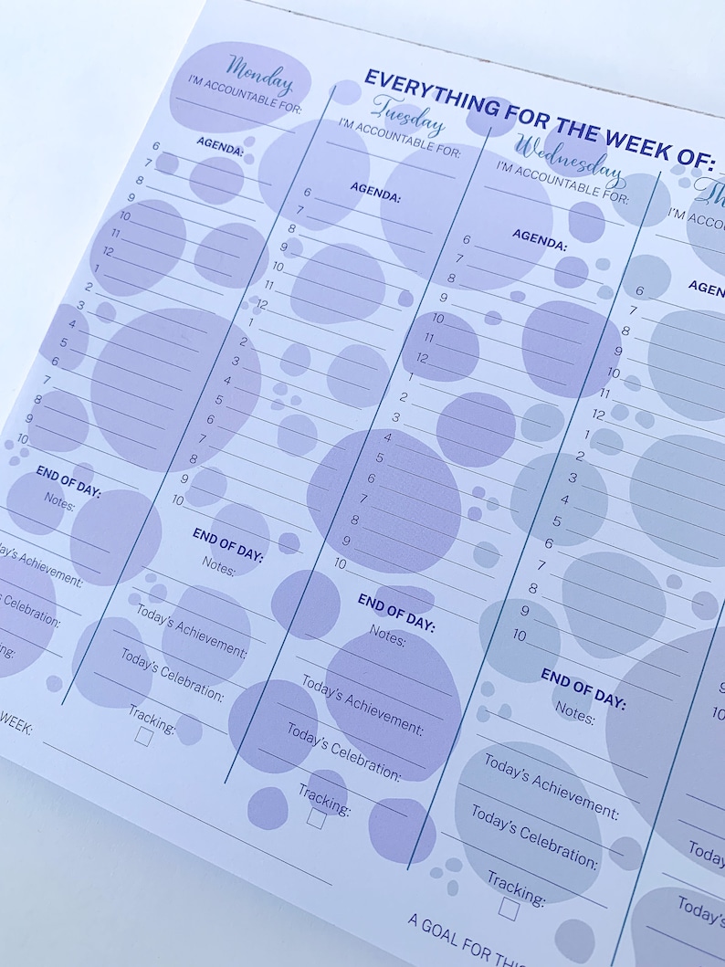 Weekly Planning Notepad, Weekly Schedule Notepad, Planning Notepad ...