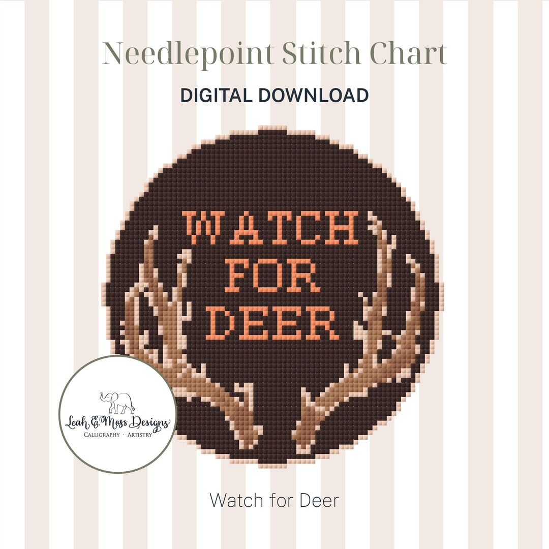 Watch for Deer Needlepoint Chart | Deer Ornament Pattern | Michigan ...