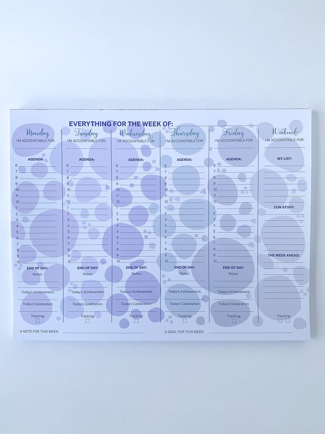 Weekly Planning Notepad, Weekly Schedule Notepad, Planning Notepad ...