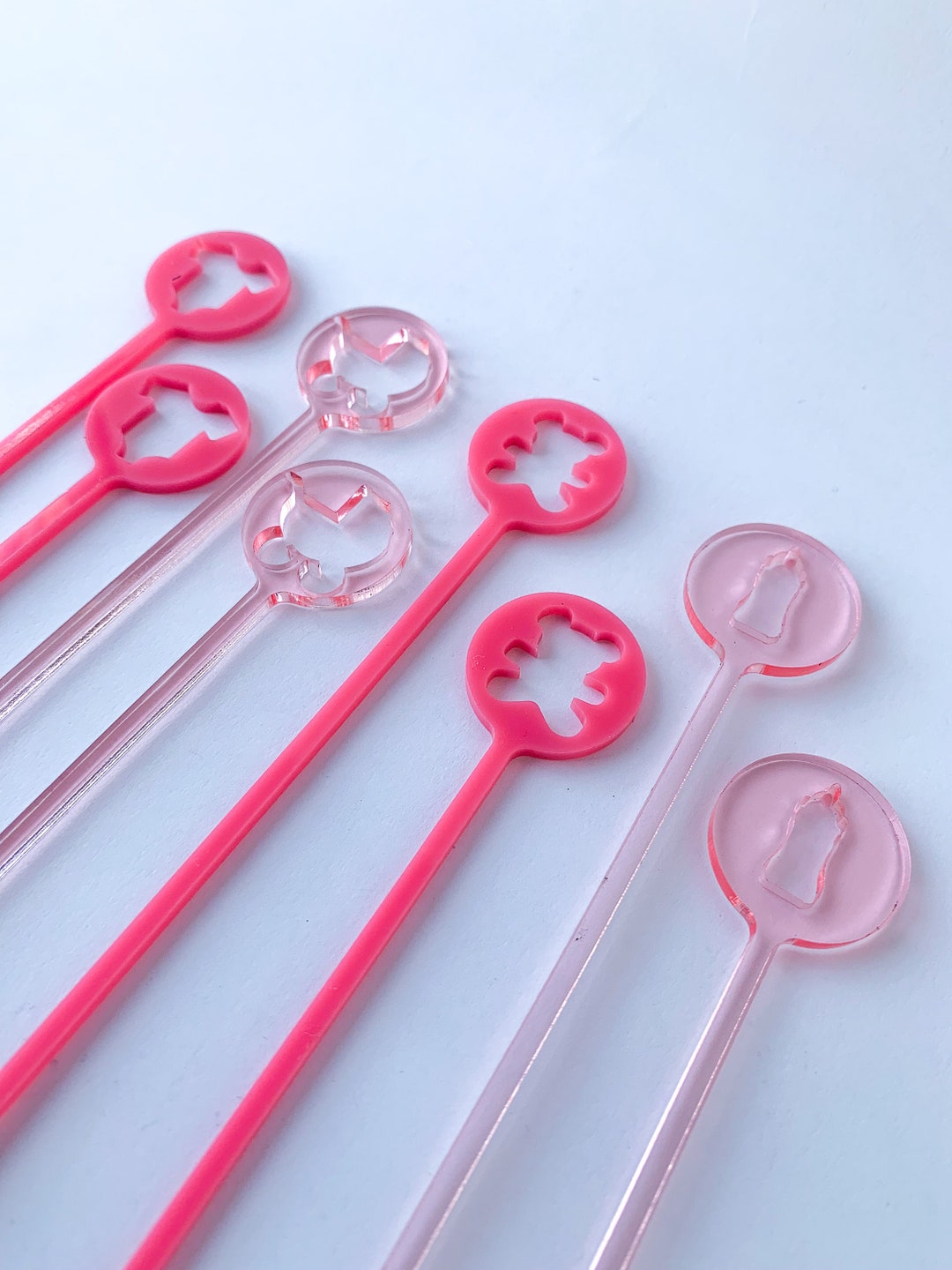 Baby Pink Stir Sticks, Baby Shower Swizzle Sticks, Drink Stirrers for ...
