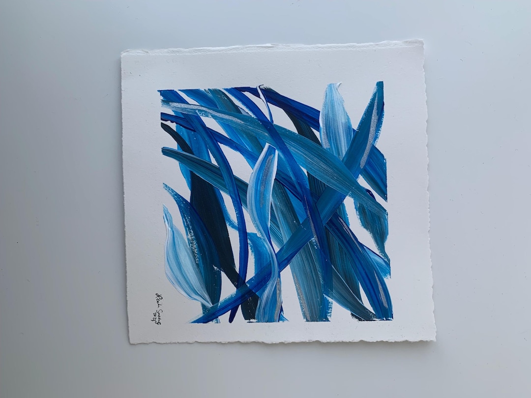 Small Blue Acrylic Abstract Painting | Original Artwork | Modern Art ...