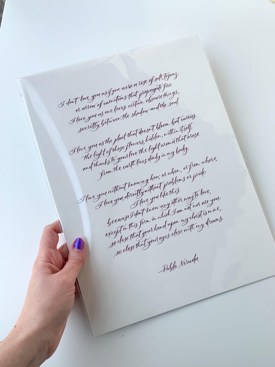 Pablo Neruda Sonnet XVII | Original Artwork | Pablo Neruda Quote | 8x10 ...