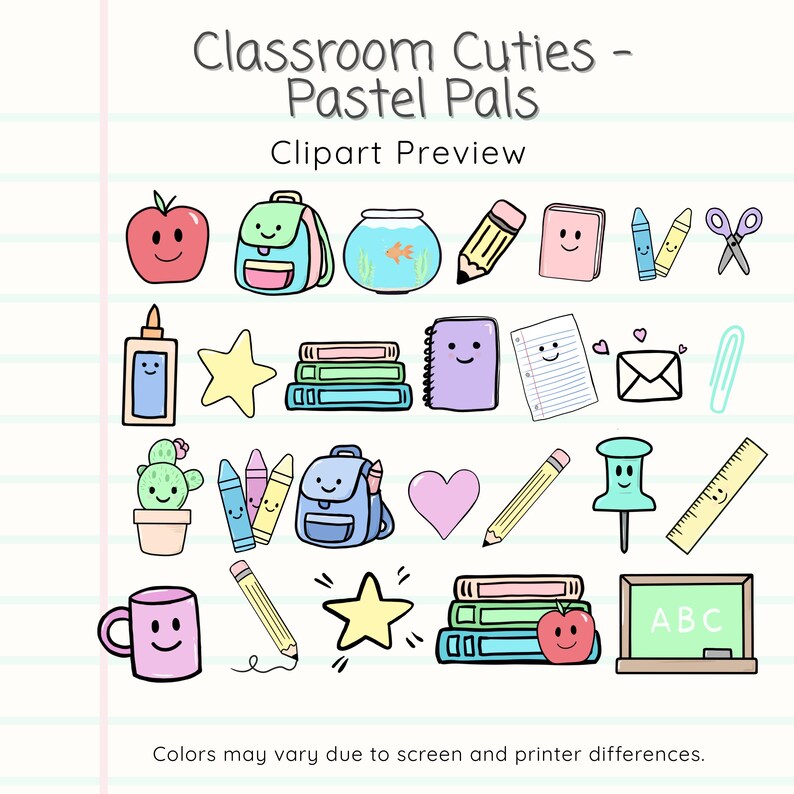 Pastel Classroom Clipart & Seamless Patterns – Classroom Cuties Pastel ...