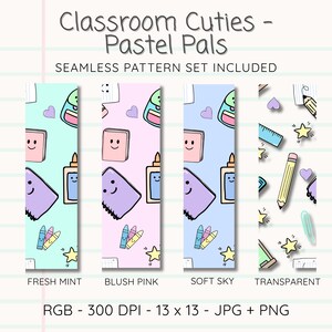 Pastel Classroom Clipart & Seamless Patterns – Classroom Cuties Pastel ...
