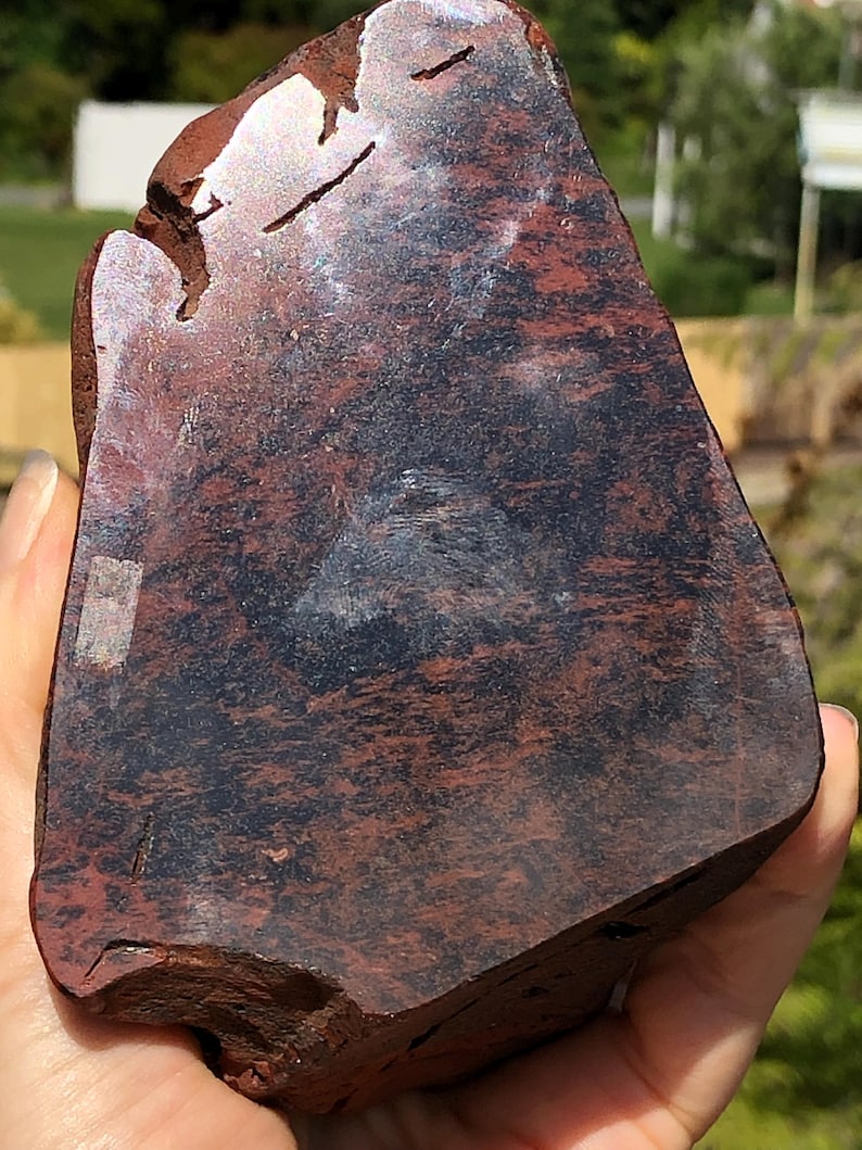 Large NZ Mahogany Obsidian Polished Chunk – 666g Natural Volcanic Glass ...