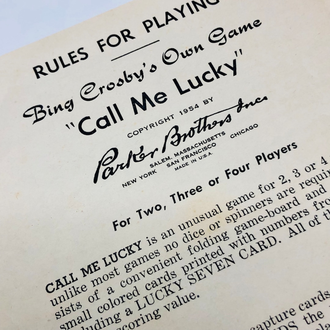 1954 Parker Brothers Bing Crosby "call Me Lucky" Game Instructions - Etsy