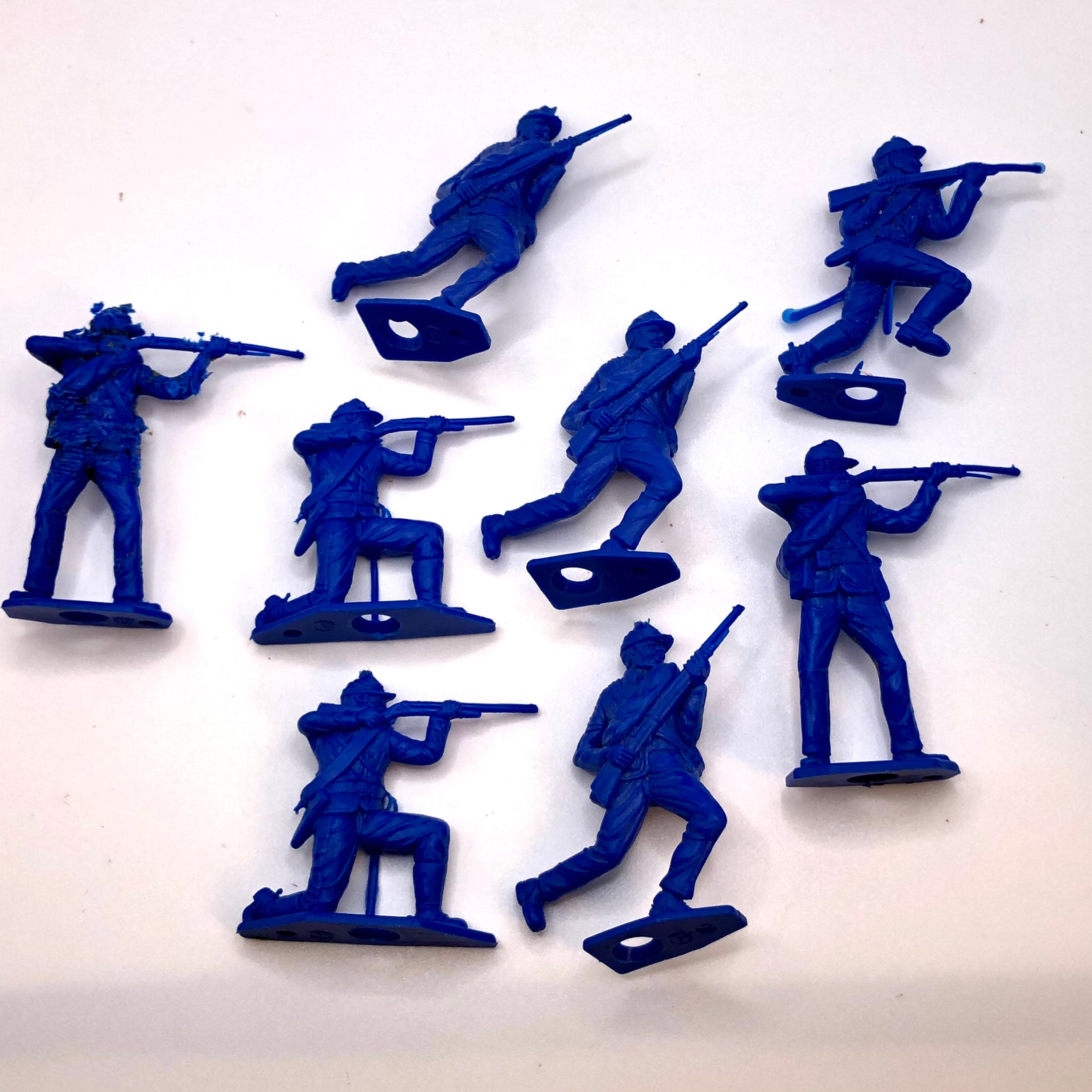 Vintage MPC Toy Soldiers 8 Pieces Blue Plastic Army Cavalry 1:32 Scale ...