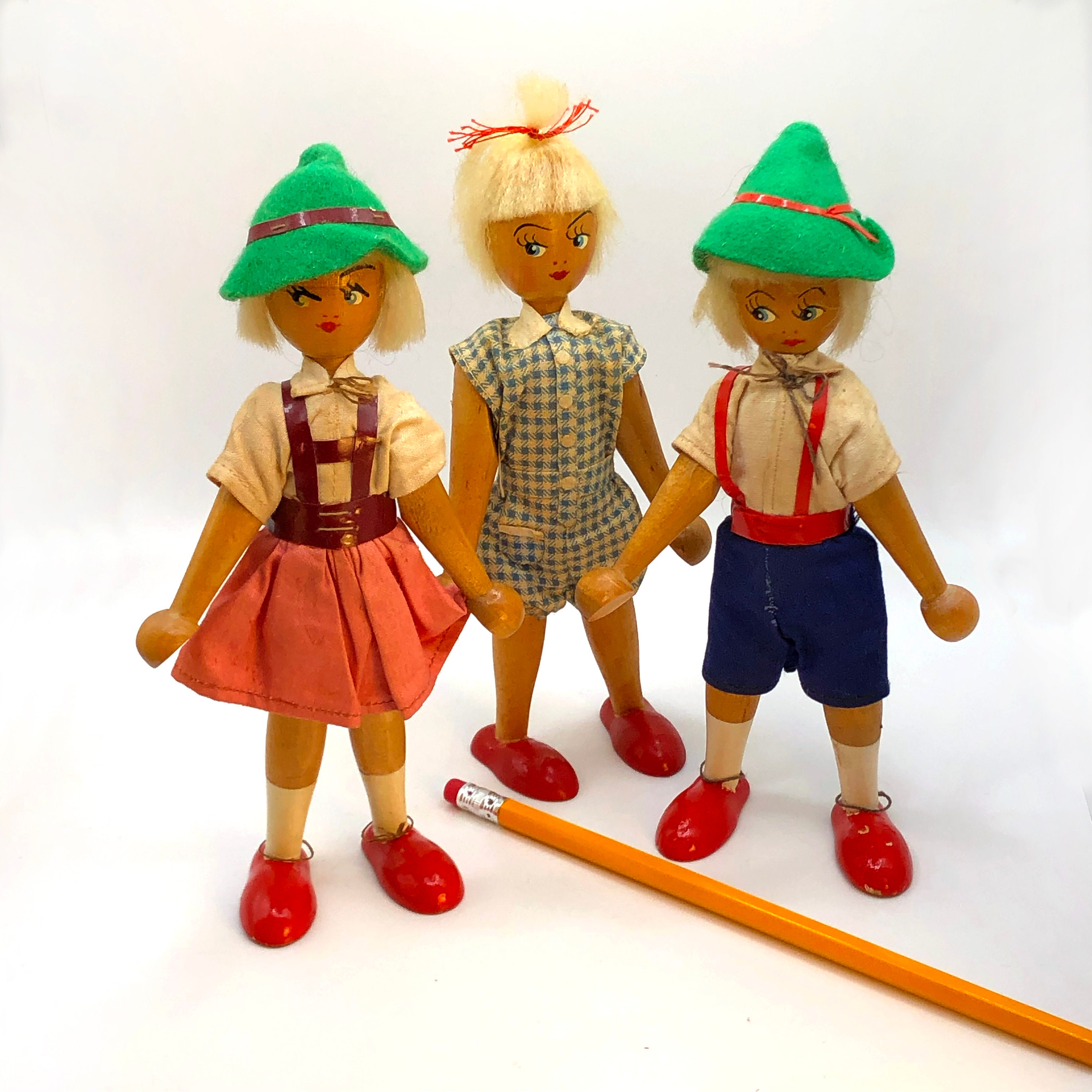 Vintage Polish Peg Doll Hand Painted Wooden Doll With Red - Etsy