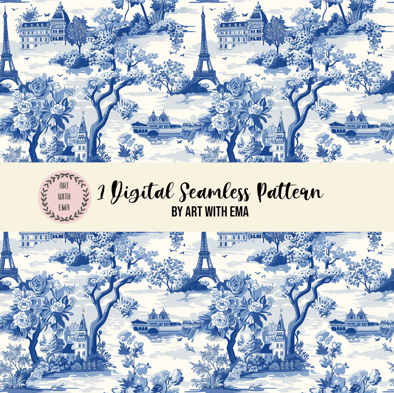 Blue Toile Seamless Pattern, Elegant Blue Toile Seamless Background ...